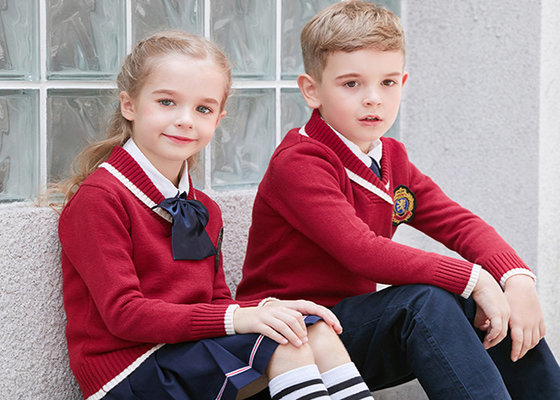 Knitted Primary School Uniform Pullover Sweaters Designs For Boys And Girls