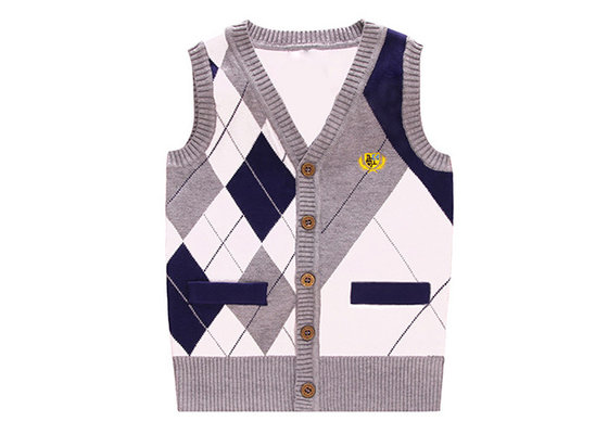 Intasia Knitting Custom Pure Cotton School Uniform Vest As Senior School Uniform