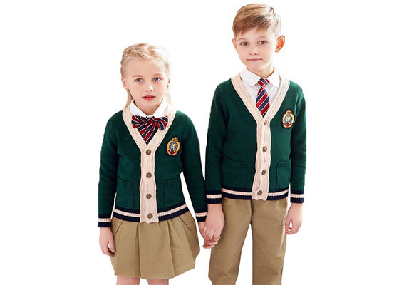 Red Color School Uniform Sweaters , Boys School Sweater Anti Shrinkage