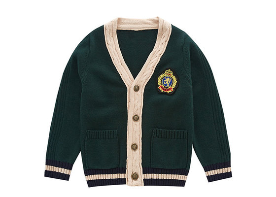 Red Color School Uniform Sweaters , Boys School Sweater Anti Shrinkage