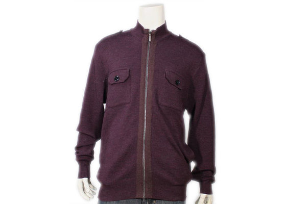 Knitted Stand Collar Two Pockets Mens Cardigan Sweaters Full Zip For Winter Autumn