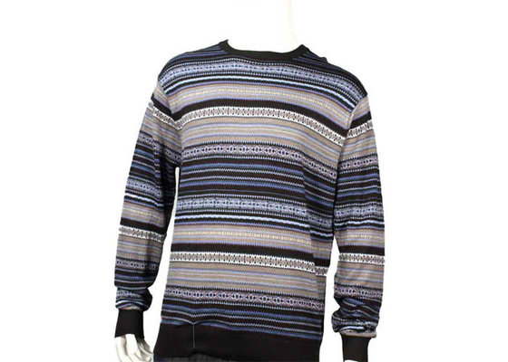 Wool Mens Knit Sweater Round Neck Pullover Winter Men Sweater In Striped Pattern