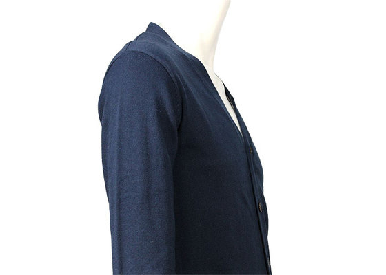 V Neck Mens Knit Sweater Cardigan Button Navy Blue Acrylic Mens Cable Knit Jumper