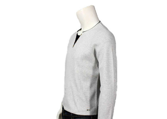 Long Sleeve Mens Cotton Sweaters Stylish V Neck Button Full Needle Knitted Pullover