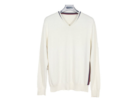 White Color Mens Knit Sweater Falls And Winter Pure Cotton Knitwear Jumpers