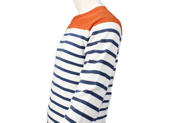 Plain Crew Neck Mens Knit Sweater For Spring And Autumn Blue And White Striped