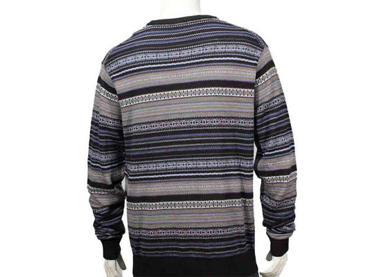 Wool Mens Knit Sweater Round Neck Pullover Winter Men Sweater In Striped Pattern