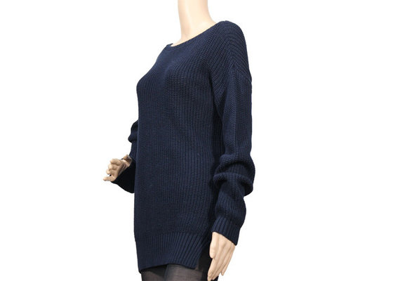 Navy Oversized Full Needle Cable Knit Sweater Womens Soft And Brethable For Winter