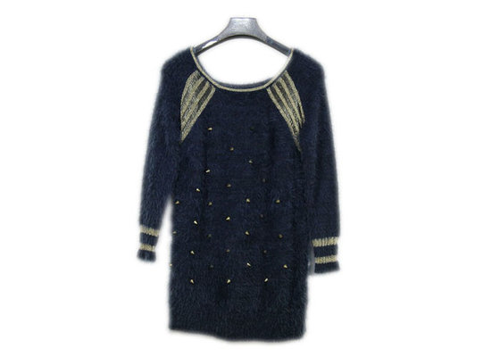 Pure Feather Yarn Rivet Soft Fuzzy Long Cozy Womens Knit Sweater Soft Hand Feel
