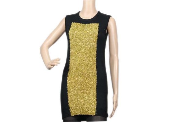 Black Gold Color Sleeveless Womens Knit Sweater Vest , Long Ladies Sweater Vest
