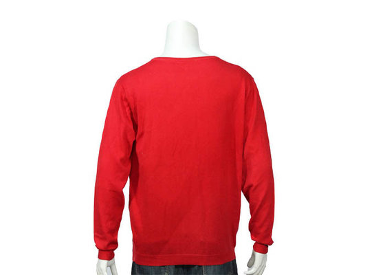 Mens Red Round Neck 12 Gauge Christmas Sweater With Fireplace Patterns For Adult