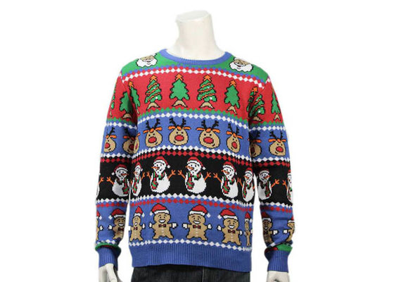 Long Sleeve Ugly Christmas Sweater With Christmas Trees Feature Patterns For Men