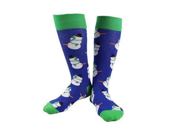 Blue And Green Lovely Warm Winter Accessories Soft Xmas Socks For Snowmen Pattern