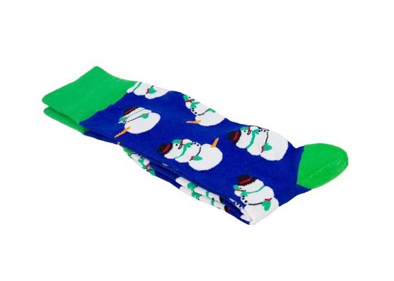 Blue And Green Lovely Warm Winter Accessories Soft Xmas Socks For Snowmen Pattern