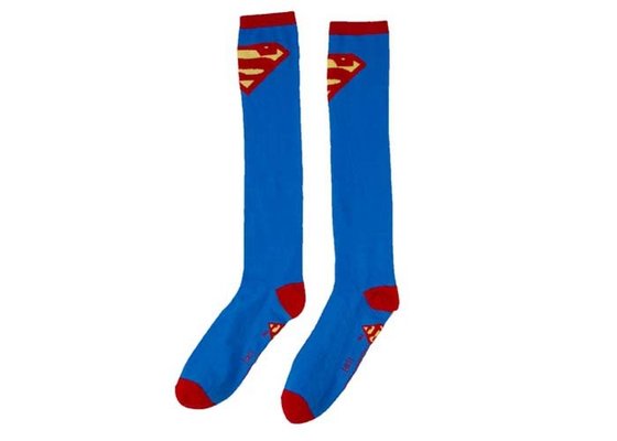 Blue Supermen Custom Logo Knee High Sports Socks For Unisex Spring And Autumn