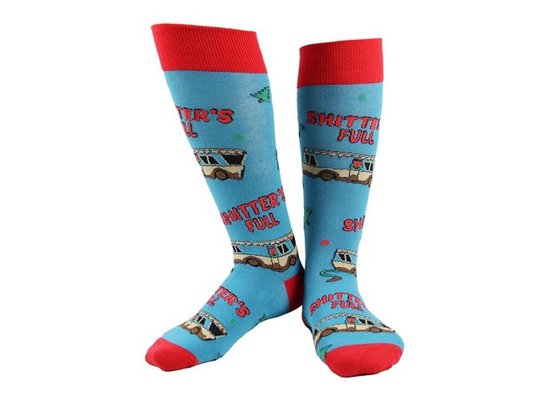 Unisex Jacquard Custom Ugly Christmas Socks Blue Cute Knitted Adult Size