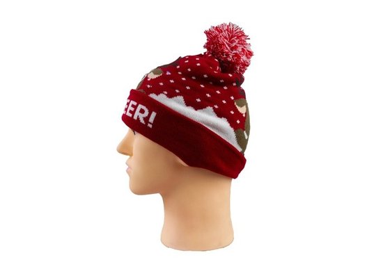 9 Gauge Warm Winter Accessories Light Women Christmas Hat With Jacquard Pattern