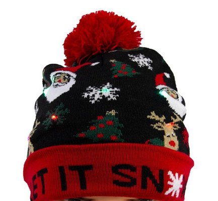 Winter Acrylic And Wool Warm Christmas Beanie Hat Custom Design For Promotion