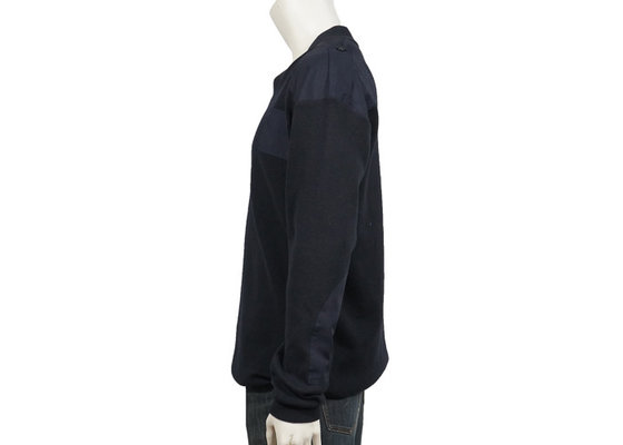 Cotton V Neck Plain Knitted Pullover Military Uniform Sweater Anti - Pilling Navy Color