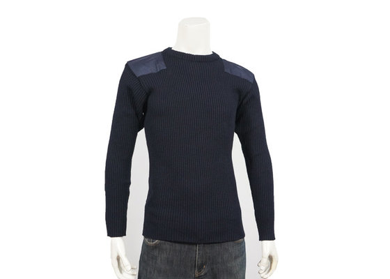 Knitted Navy Blue Military Sweater Heavy Duty O Collar Thick 9 GG Police Jersey
