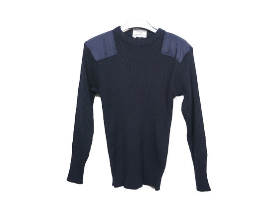 Knitted Navy Blue Military Sweater Heavy Duty O Collar Thick 9 GG Police Jersey