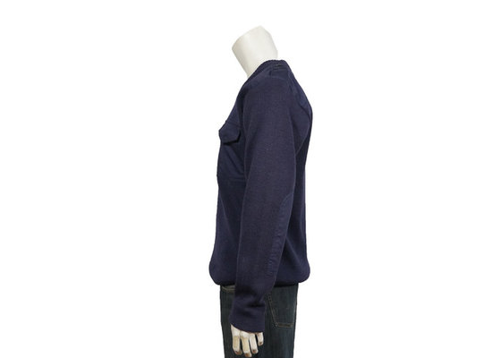 Custom Winter Military Uniform Sweater Navy Blue Woolen Blend Mens Military Sweater