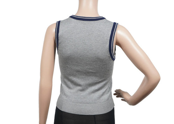 Custom Cotton Blend Sleeveless Sweater Vest School Girl Sweater For Primary School