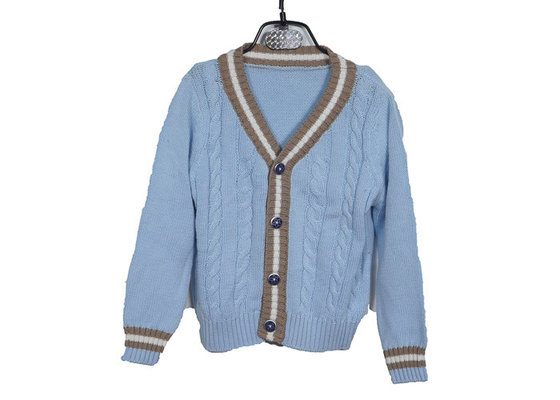Blue Children Winter Autumn Cable Kids Knit Sweater Cardigan Clothing For Boy