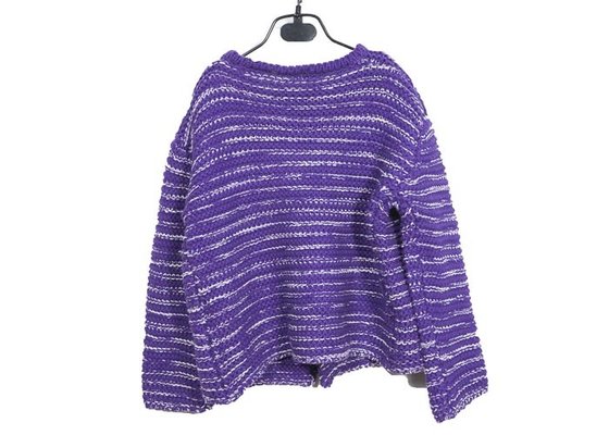 Winter Thick Purple 7 Gauge Warm Young Girl Cardigan Buttons Knitwear Europe Style