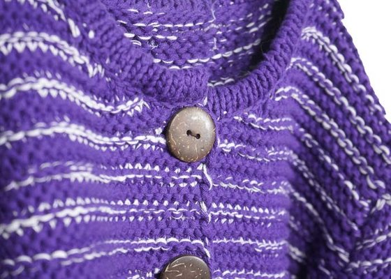 Winter Thick Purple 7 Gauge Warm Young Girl Cardigan Buttons Knitwear Europe Style