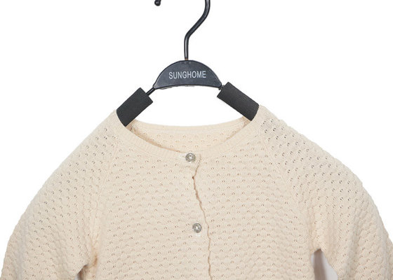 Autumn White Round Neck Kids Cardigan Sweater With Button For Girls In 12 Gauge