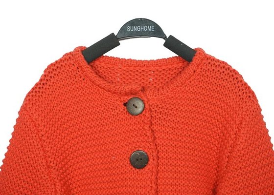 Winter Girl Warm Casual Knitted Cardigan Kids Sweater Pure Orange Custom Design