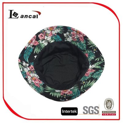 100% Cotton Hawaii Printed Bucket Hat With Drawstring , Ladies Floral Bucket Hat