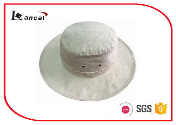 100% Linen Cream Color Sunscreen 60cm Cool Bucket Hats For Men