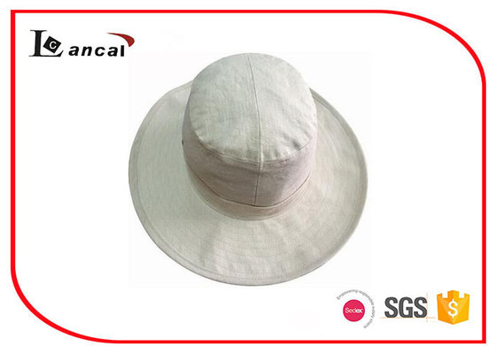 100% Linen Cream Color Sunscreen 60cm Cool Bucket Hats For Men