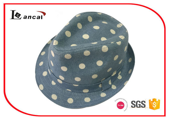 Dot Printing Womens Trilby Hats , Female Custom Green Trilby Fedora Hat