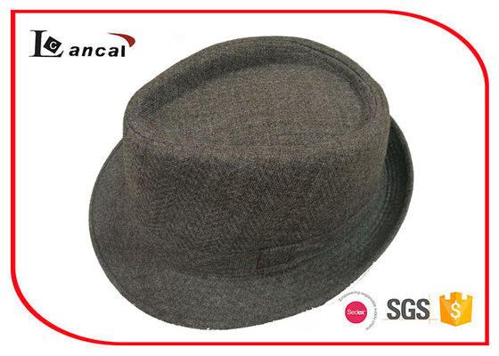 Blended Pongee Summer Ladies Trilby Hats 59cm With Matched Hatband