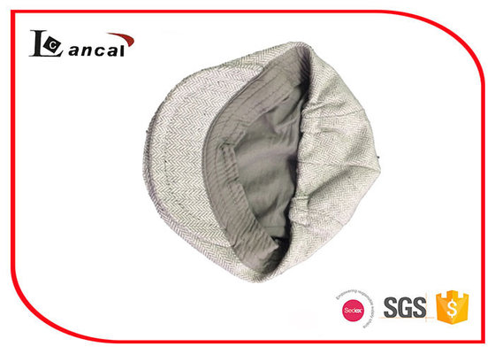 44cm Light Color Herringbone Childrens Flat Cap Grey Cotton Lining