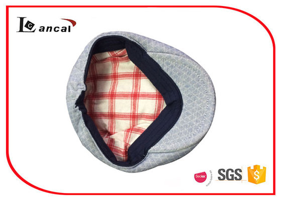 Kids Jacquard Wool Flat Cap , Brushed Check Lining Wool Driving Cap