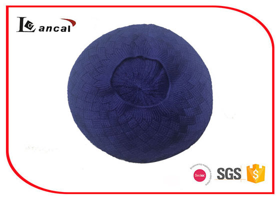 Customize Navy Pointelle Hat Durable Slouchy Beanie Hats For Ladies