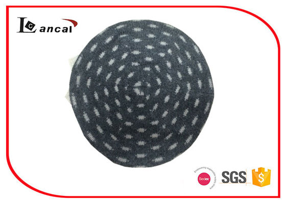 Six Darts Grey And Cream Girls Cable Knit Beret Spot And Bowknot