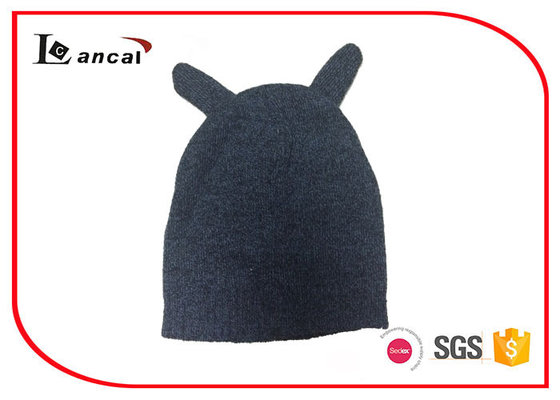 Animal Design Applique Beanie Knit Cap Green Womens Knit Hats With Brim
