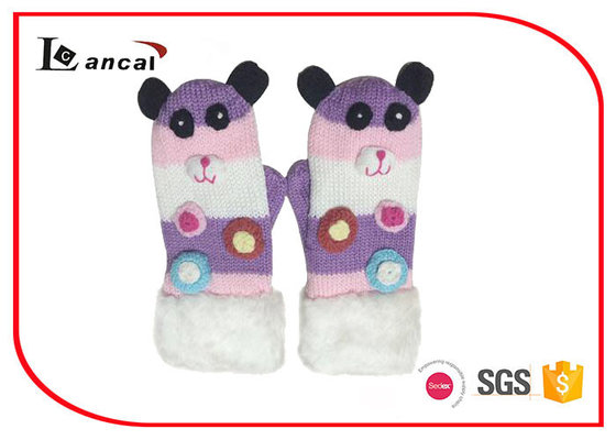 Cute Fingerless Ladies Warm Winter Gloves With White Faux Fur Cuff