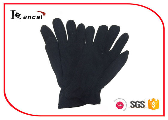 Black Polar Fleece Warmest Winter Gloves For Men , Mens Common Style Gloves