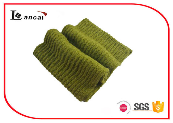 Single Layer Yellow Green Knitted Scarf , Warm Knitted Neck Scarf For Women