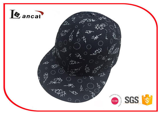 Custom print 100% polyester 6 panel cap mens black baseball cap