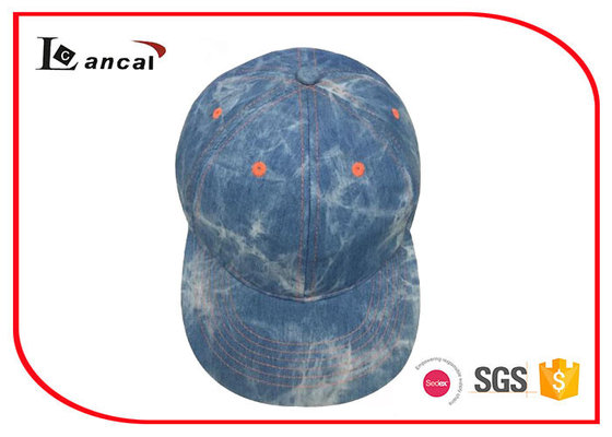 Washed denim baseball caps hats contrast color style six panel cap