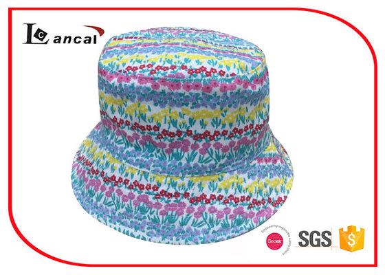 Girls colorful floral printed bucket hat for kids , cotton sheeting lining