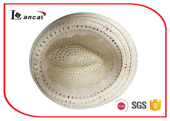 Hollowed - our girls cute paper straw trilby hat with red aligned trim