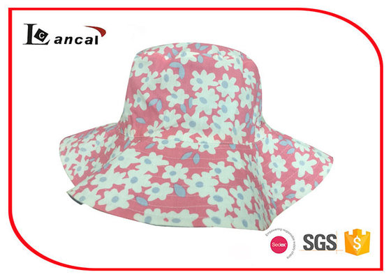 Flower Printed Bucket Hat double layer wide brimmed sun hat for girls